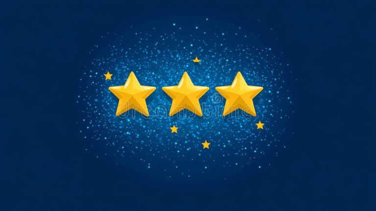 Three Gold Stars on Blue Glitter Background Stock Illustration ...