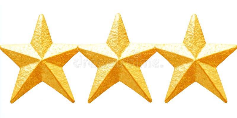 Three gold stars in a row stock illustration. Illustration of white ...