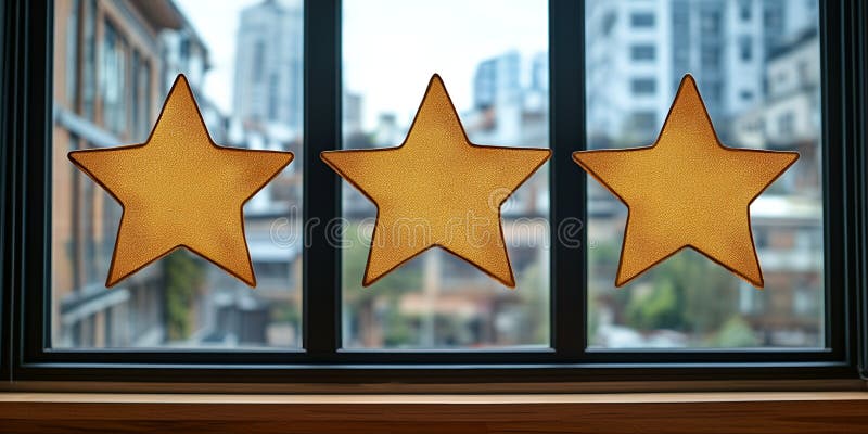 Three Gold Stars on a Window Stock Illustration - Illustration of gold ...