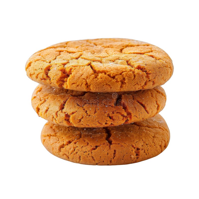Three Golden Brown Cookies Stacked on Black Background Stock Image ...