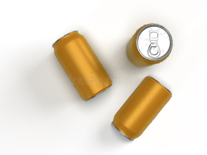 Three Golden Cans Isolated on White Background. Stock Illustration ...