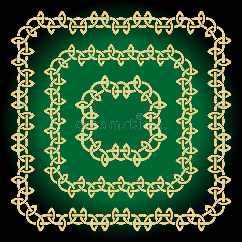 Three Golden Celtic Frames on a Dark Background. it Consists of ...