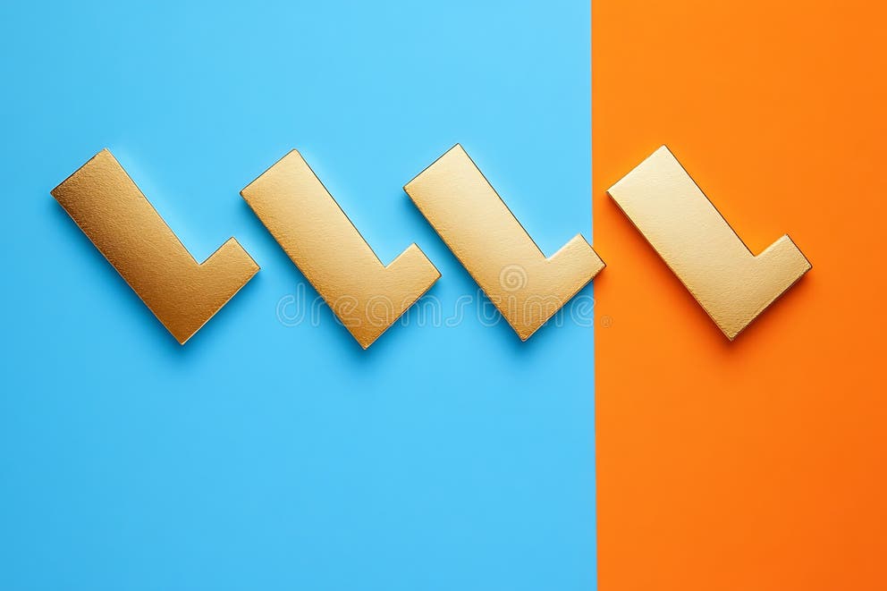 Three Golden Checkmarks Arranged in a Row on a Vibrant Split Background ...