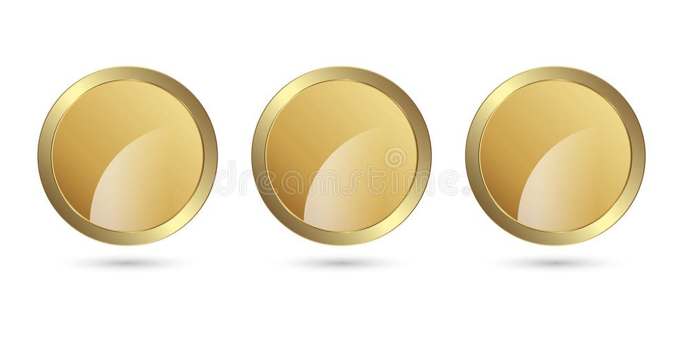 Three Golden Circle Shape Buttons Design in Vector, 3 Circles Premium ...