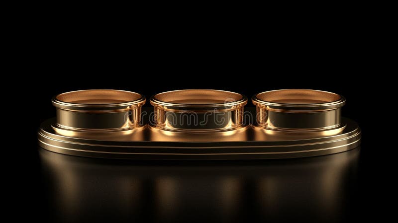 Elegant Golden Three-container Display on a Dark Background. Generative ...