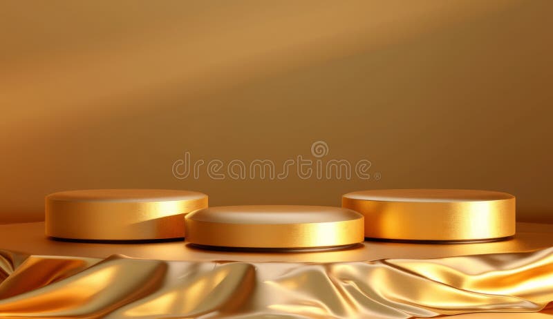Three Golden Display Podiums on a Golden Background, Brand Positioning ...