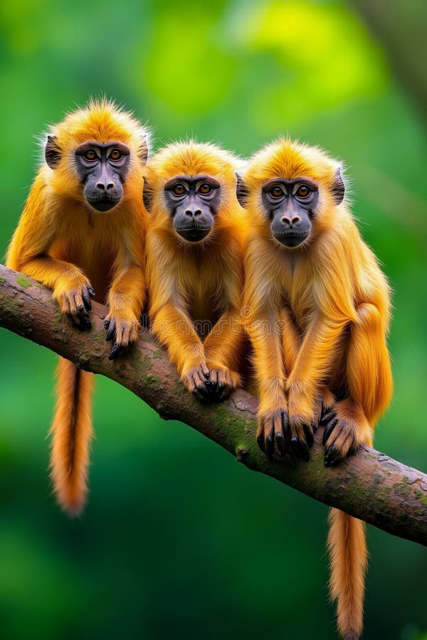Monkeys sitting in a tree stock photo. Image of wildlife - 140513884