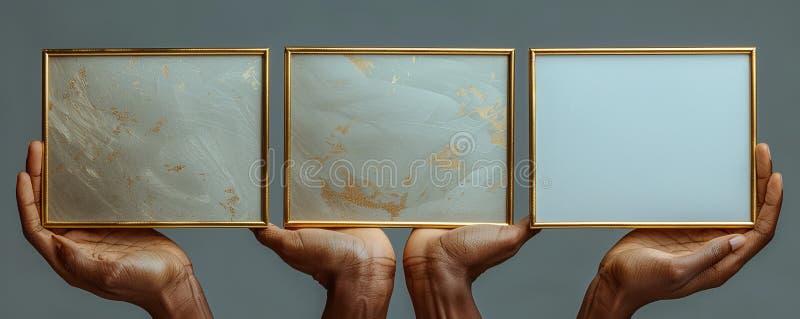 Three Golden Picture Frames Held by Hands Symbolizing Choice and ...