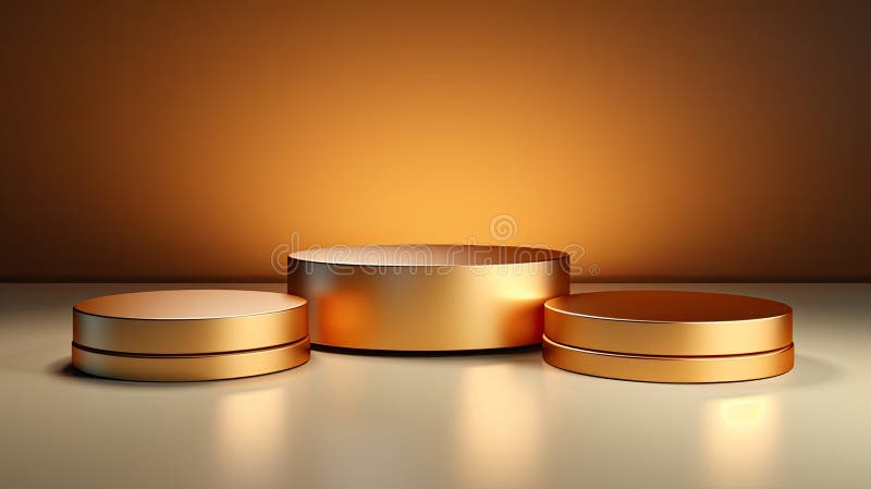 Three Platforms on Sand in Desert. Mockup for Product Display Stock ...