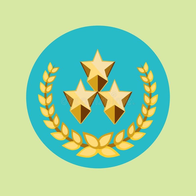 Three Golden Stars and Golden Grains Crown Icon Stock Illustration ...
