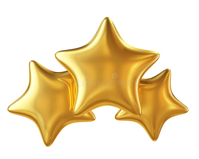Three Golden Stars Hierarchy Isolated on White Background Stock ...