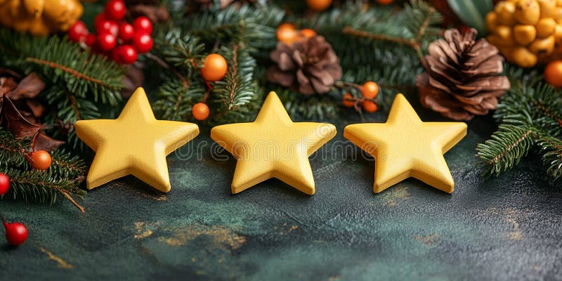 Three Golden Stars on a Table Stock Illustration - Illustration of ...