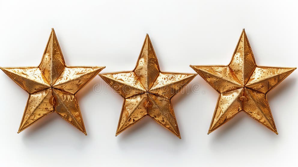 Three Golden Stars on White Background Stock Photo - Image of year ...