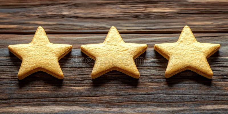 Three golden stars on wood stock illustration. Illustration of service ...