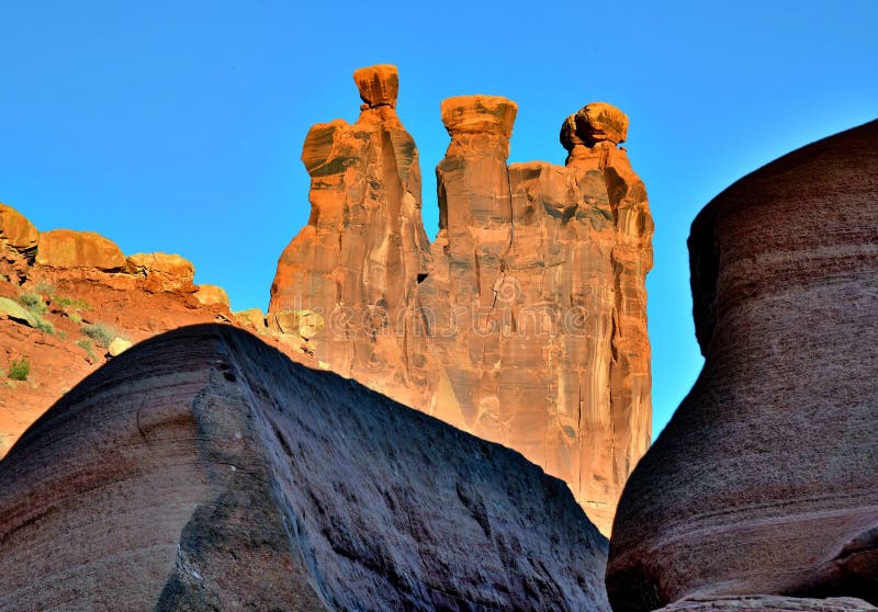 Three Gossips, Arches National Park, Moab, Utah. Stock Photo - Image of ...