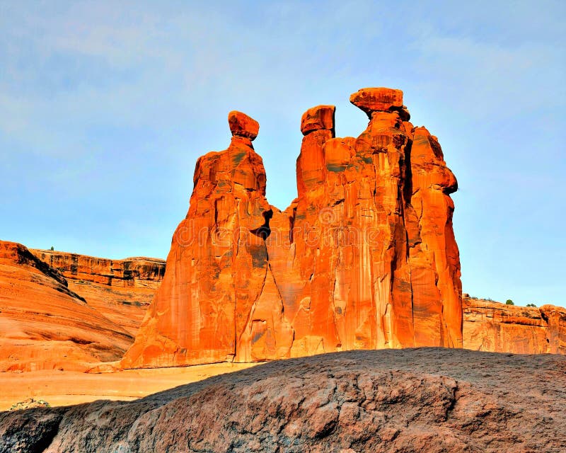 Three Gossips Rock Formation, Arches National Park, Utah. Stock Photo ...