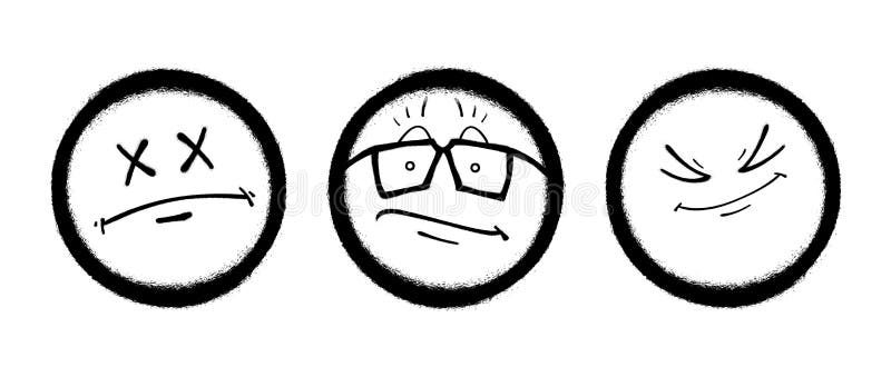 Three Graffiti Emoticons. Smiling Face Painted Spray Paint Stock Vector ...