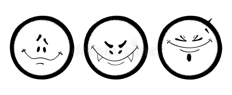 Three Graffiti Emoticons. Smiling Face Painted Spray Paint Stock Vector ...