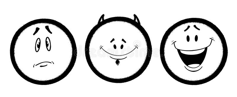 Three Graffiti Emoticons. Smiling Face Painted Spray Paint Stock Vector ...