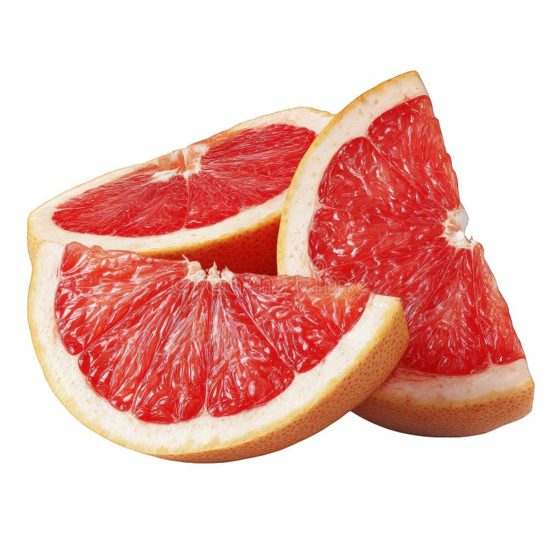 Three Grapefruit Slices Showing the Juicy Red Pulp on a Black ...