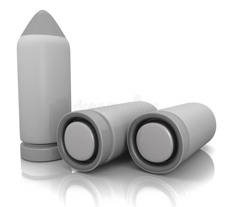 Three Gray Bullets on a White Background Stock Illustration ...