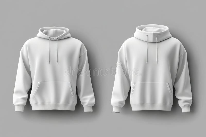 Three Gray Hooded Sweatshirts with Designs on the Front and Back Stock ...