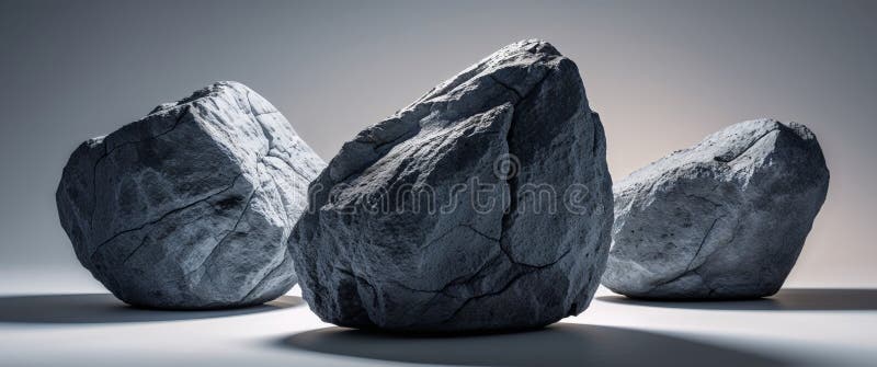 Three Gray Rocks Light Surface Under Dramatic Lighting Stock Photos ...