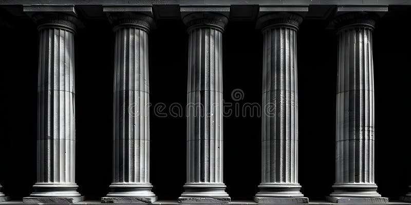 Three Greek Columns in a Row Symbolizing Classical Architecture and ...
