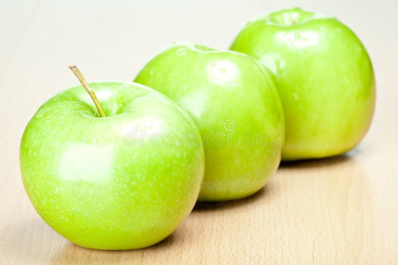 Three green apples stock photo. Image of fruit, diet - 25864472