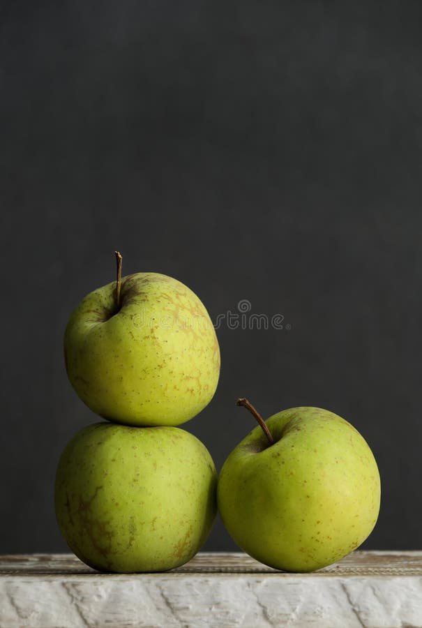Three green apples stock photo. Image of background, juicy - 45692040
