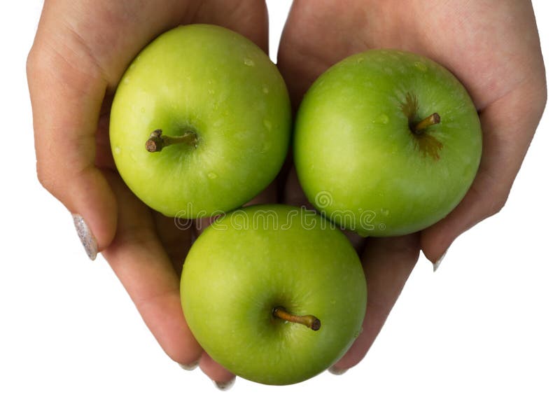 Three green apples stock image. Image of closeup, circle - 61250851
