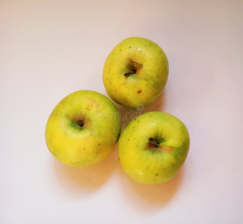 Three Green Apples on the White Background Stock Photo - Image of green ...