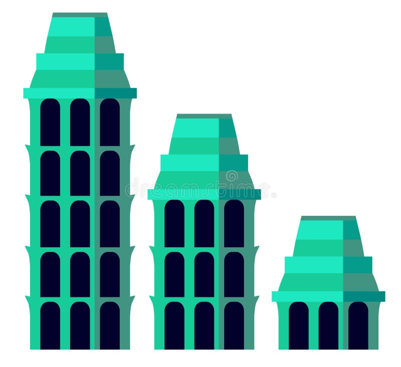 Three Green Buildings Standing with Different Sizes Showing Growth and ...