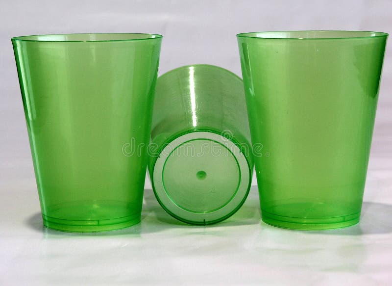 Three Green Cups stock image. Image of drink, plastic - 282325015