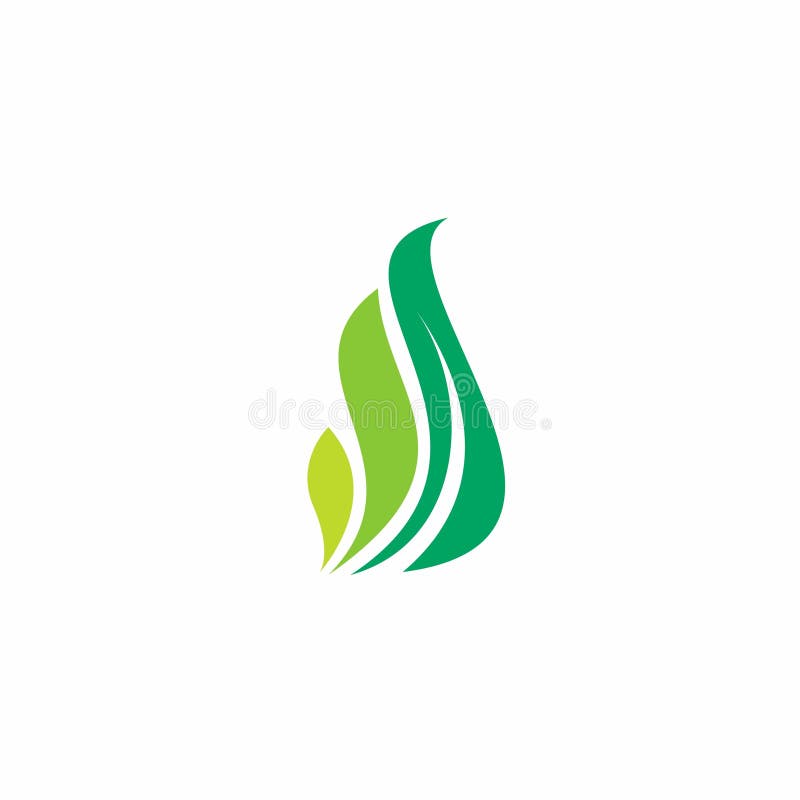 Three Green Leaf Icon in Flat Style. Organic Logo Design Stock Vector ...