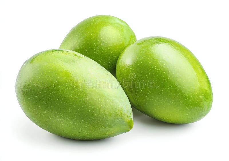 Three Green Mangoes Composition, Close-up Image, Fresh Fruit Concept ...