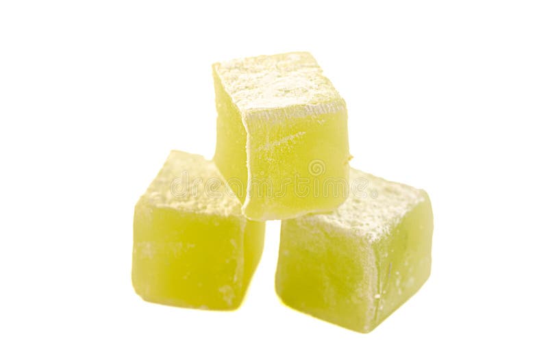 Three Green Mint and Lime Turkish Delight Isolated on a White ...
