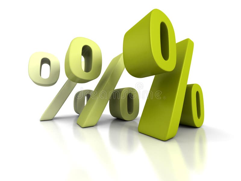 Three Green Percent Symbols on White Background. Stock Illustration ...