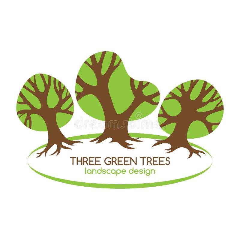 Three Green Trees Logo for Landscaping. Stock Vector - Illustration of ...