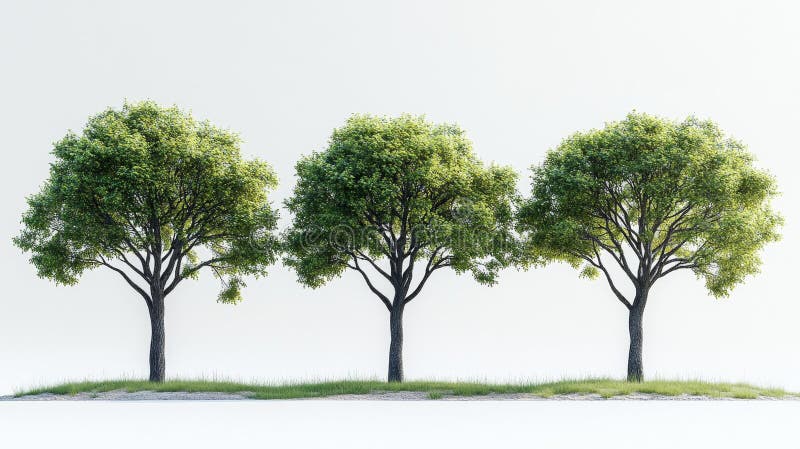 Three Green Trees on White Background Generative AI Stock Illustration ...