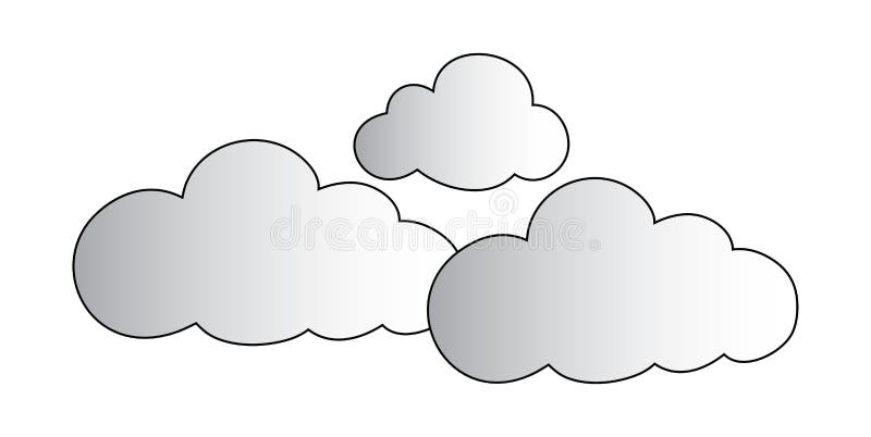 Three Grey Clouds Over White Background Stock Vector - Illustration of ...