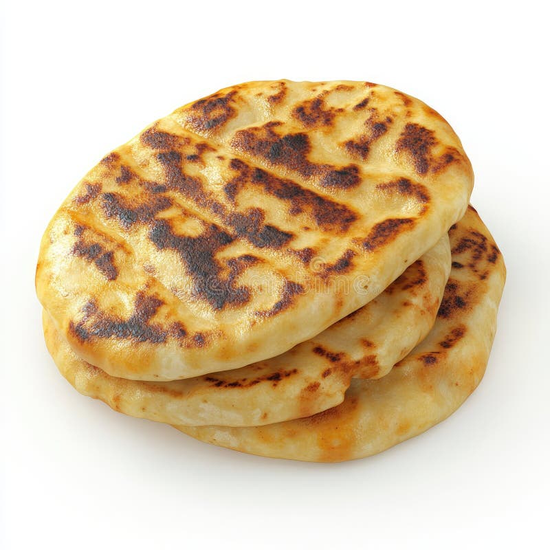 Delicious Grilled Flatbreads Stacked High Stock Illustration ...