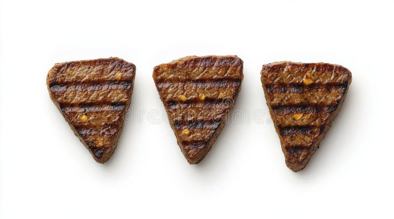 Three Grilled Triangular Steaks on White Background Stock Illustration ...