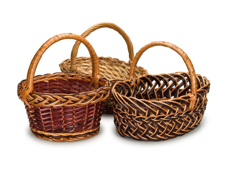 Three Grocery Baskets from Rods Stock Photo - Image of weaving, subject ...