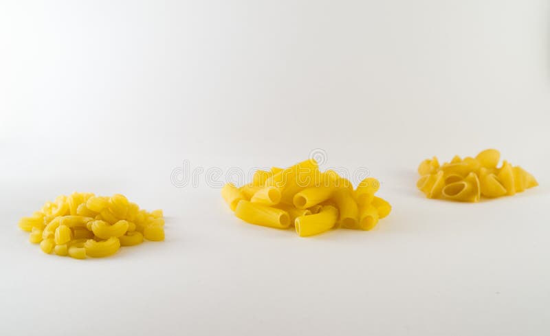 Three Groups of Different Pasta Stock Image - Image of yellow, snack ...