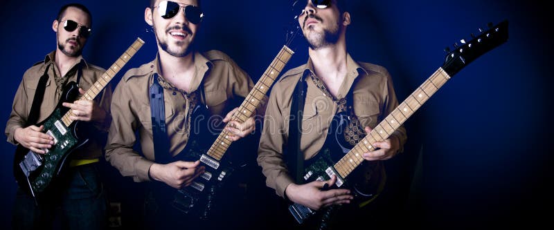 Three guitar players stock image. Image of star, composite - 2668153