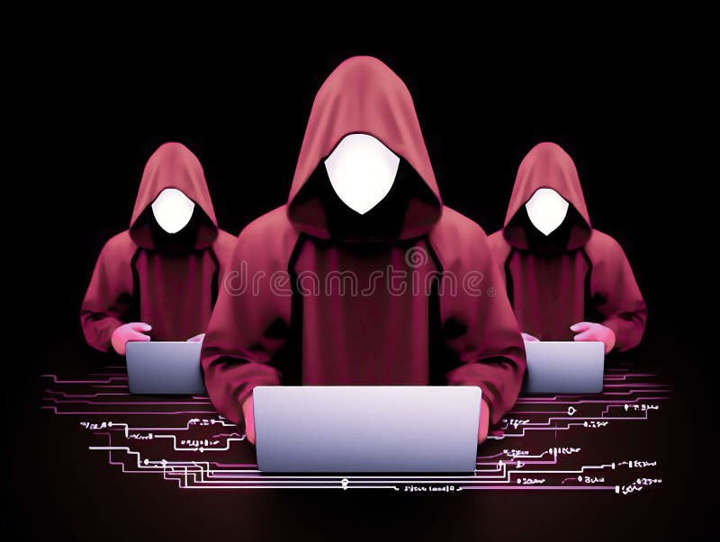 Three Hackers without Face. Concept of Red Hat, Hacker Group ...