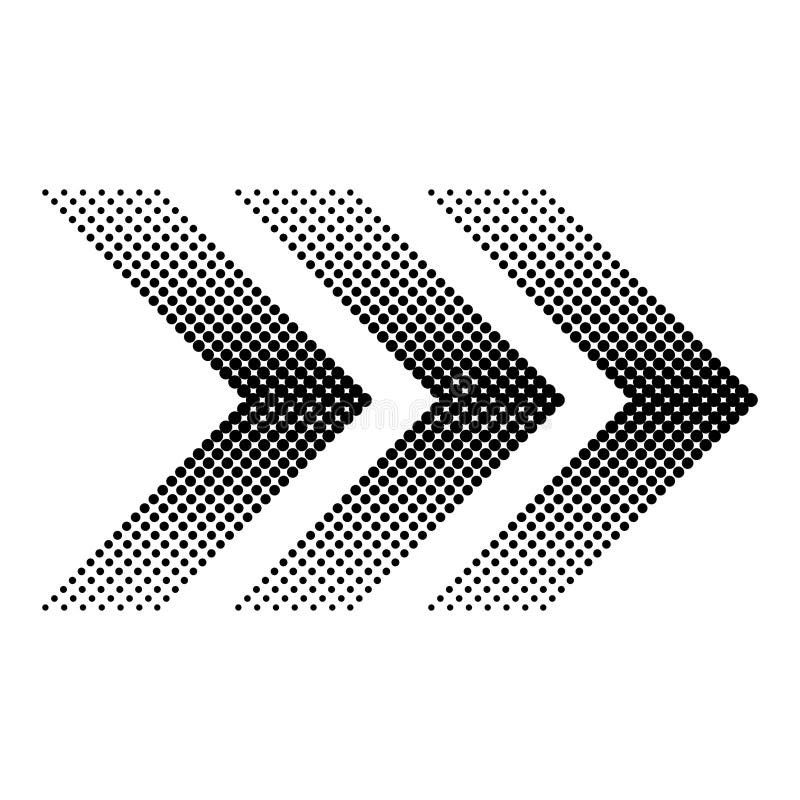 Three Halftone Arrows. Black Dotted Pattern. Vector Design. White Background Stock Vector ...