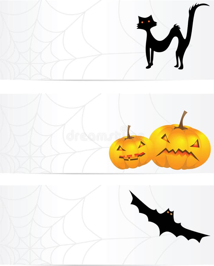 Three Halloween Banners with a Cobweb Stock Vector - Illustration of ...
