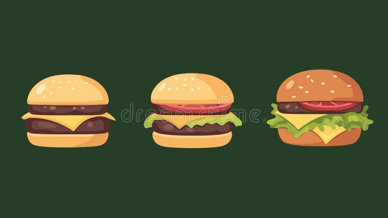 Three Hamburgers with Different Ingredients Stock Vector - Illustration ... Three Hamburgers with Different Ingredients Stock Vector - Illustration ...
